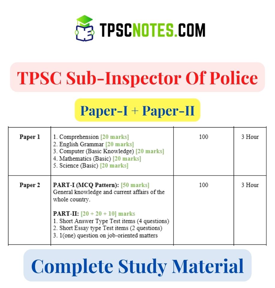 TPSC (TCS/TPS, Combined, SI, PA) Study Materials [PDF]
